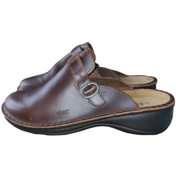 Naot | Shoes | Naot Aster Buffalo Leather Brown Slip On Clogs Comfort ...